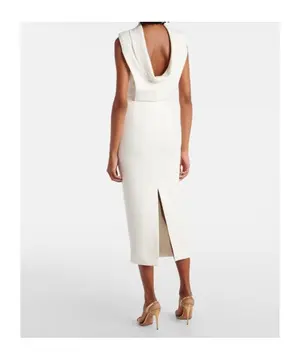 Roland Mouret Cady Midi Dress With Open Back And Rear Slit