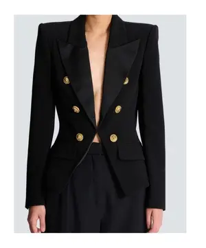 Balmain 6-button Jacquard Blazer - Black