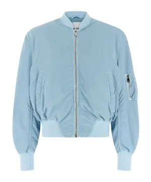 Attico Bomber Jacket With Ribbed Details - Blue