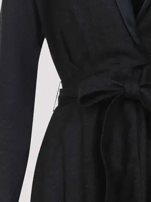 Alberta Ferretti Long Sleeve V-neck Belted A-line Dress