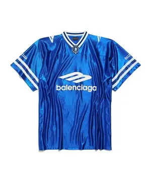 Balenciaga 3b Football V-neck Oversized T-shirt - Blue/white