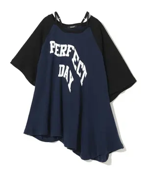 Undercover Asymmetrical Short-sleeved T-shirt - Navy Blue