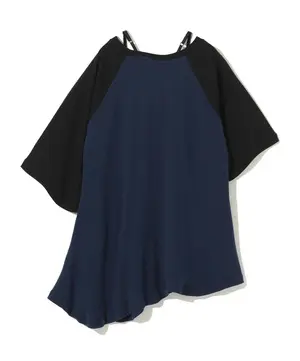 Undercover Asymmetrical Short-sleeved T-shirt - Navy Blue