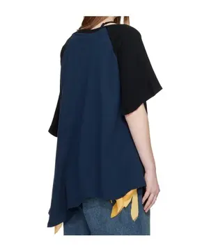 Undercover Asymmetrical Short-sleeved T-shirt - Navy Blue