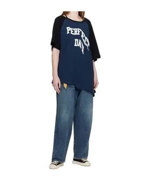 Undercover Asymmetrical Short-sleeved T-shirt - Navy Blue