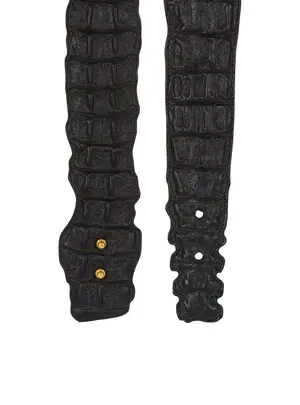 Balmain Wide Crocodile-effect Leather Belt