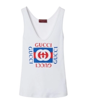 Gucci Logo Printed Ribbed Tank Top