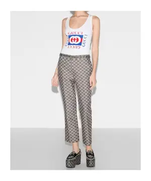 Gucci Logo Printed Ribbed Tank Top