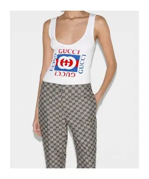 Gucci Logo Printed Ribbed Tank Top
