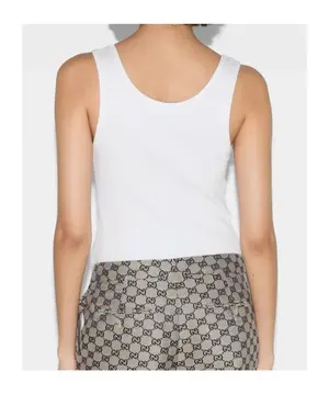 Gucci Logo Printed Ribbed Tank Top