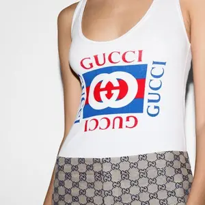 Gucci Logo Printed Ribbed Tank Top