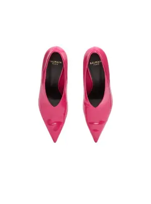 Balmain Shiny Lambskin Wedge Pumps - Pink