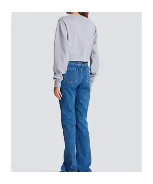 Balmain Printed Crew-neck Sweatshirt - Gray