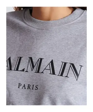 Balmain Printed Crew-neck Sweatshirt - Gray