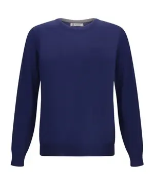 Brunello Cucinelli Ribbed Crew Neck Long Sleeve Sweater - Blue