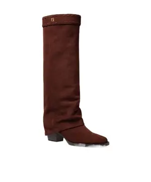 Fendi Minerva Square-toe Boots - Wine Red
