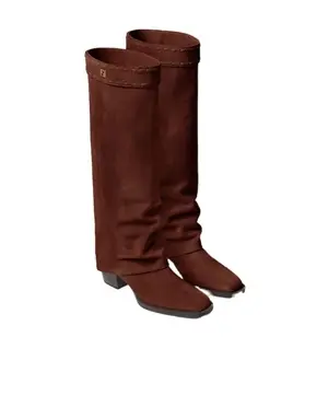 Fendi Minerva Square-toe Boots - Wine Red