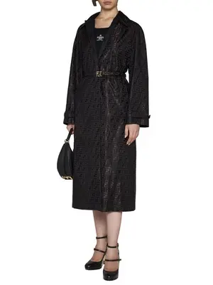 Fendi Ff Jacquard Belted Coat