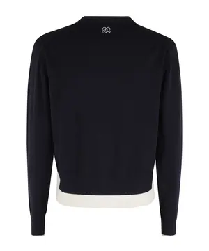 SEMICOUTURE V-neck Cardigan With Ribbed Trim - Black