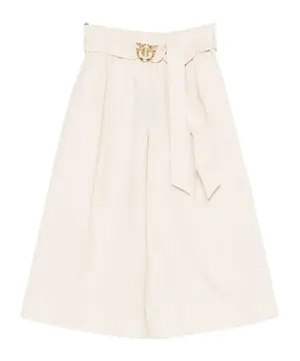 Pinko Doreen Wide Leg Pants With Waist Tie Detail - White