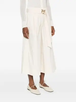 Pinko Doreen Wide Leg Pants With Waist Tie Detail - White