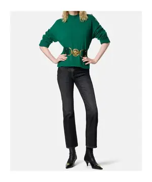 Versace High Neck Knitted Jumper With Medusa Hardware - Green