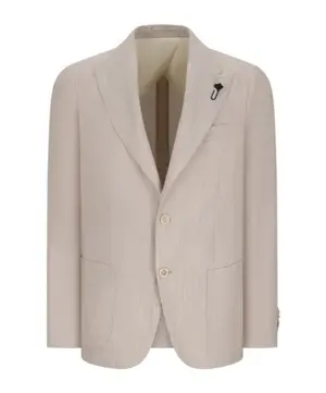 LARDINI Notched Lapel Tailored Jacket - Nude