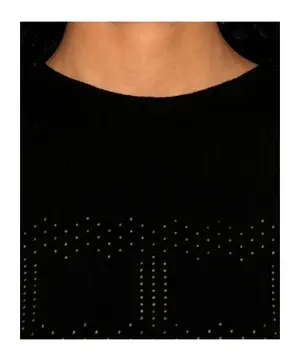 TWINSET Ribbed Knit Top With Openwork Details - Black