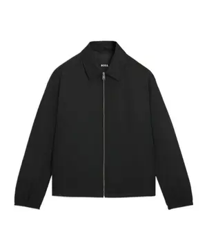 Hugo Boss Zip-up Jacket With Shirt Collar - Black