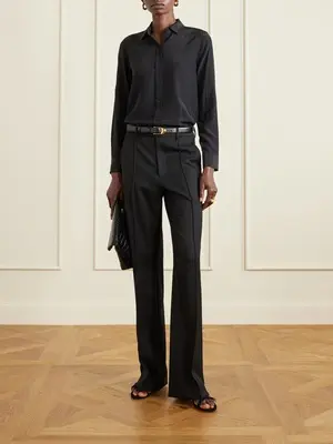 NILI LOTAN Wool Twill Pleated Straight-leg Trousers