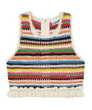 GANNI Crochet Frill Top