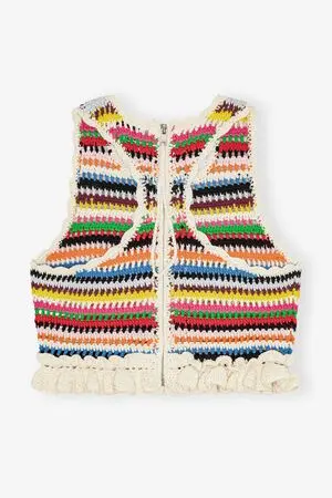 GANNI Crochet Frill Top