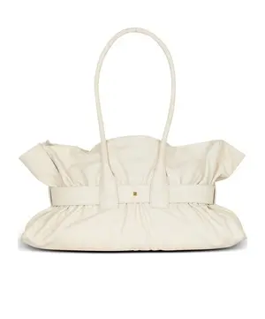 Balmain Large Calfskin Belted Tote Bag - White