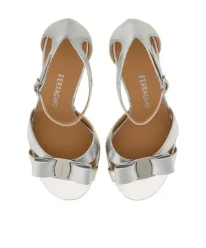 FERRAGAMO Vara Bow Stiletto Sandals - Silver