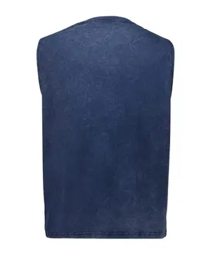 Off-White Sleeveless Cotton Top - Blue