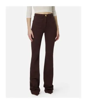 Elisabetta Franchi Flared Jeans With Patch Pockets - Cocoa