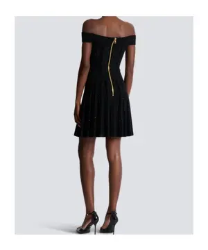 Balmain Off-the-shoulder Glitter Knit Dress