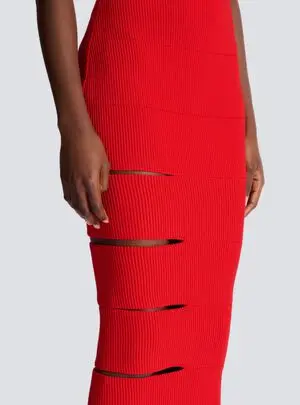 Balmain Long Knit Skirt With Cut-outs