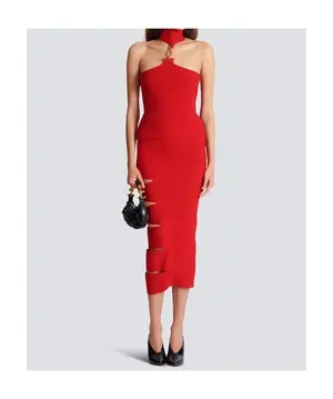 Balmain Long Knit Skirt With Cut-outs