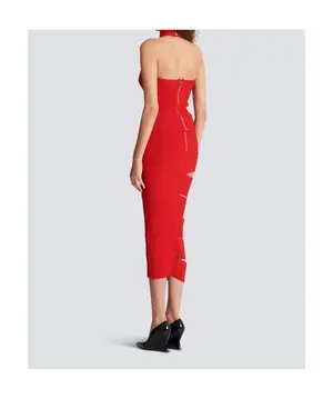 Balmain Long Knit Skirt With Cut-outs