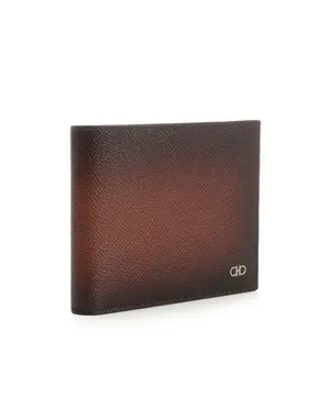 FERRAGAMO Logo Plaque Bi-fold Wallet - Black