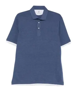 Brunello Cucinelli Contrast Trim Polo Shirt - Blue