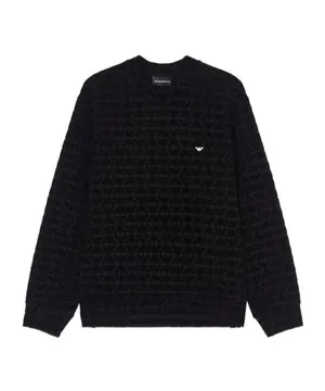 Emporio Armani Logo-embroidered Patterned Sweatshirt