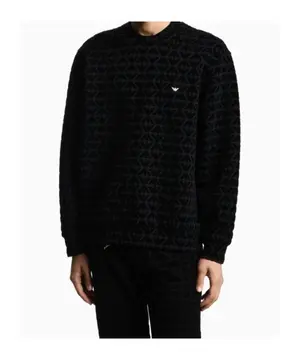 Emporio Armani Logo-embroidered Patterned Sweatshirt