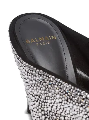 Balmain Embellished Pointed Toe Stiletto Mules