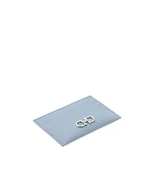 FERRAGAMO Gancini Leather Card Holder - Blue