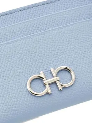 FERRAGAMO Gancini Leather Card Holder - Blue