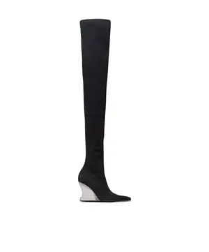 Balmain Wedge Knit Thigh-high Boots