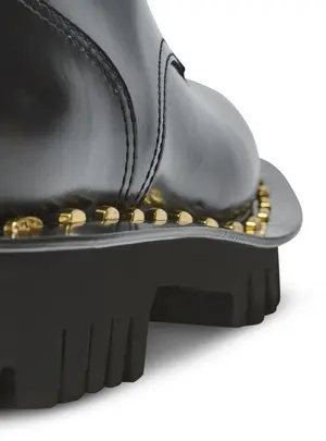 Balmain Glazed Leather Army Boots With Studded Sole