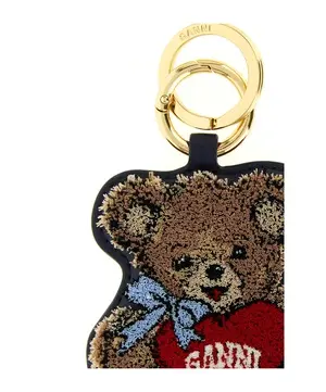 GANNI Joy Bear Keyring With Fur-effect Fabric